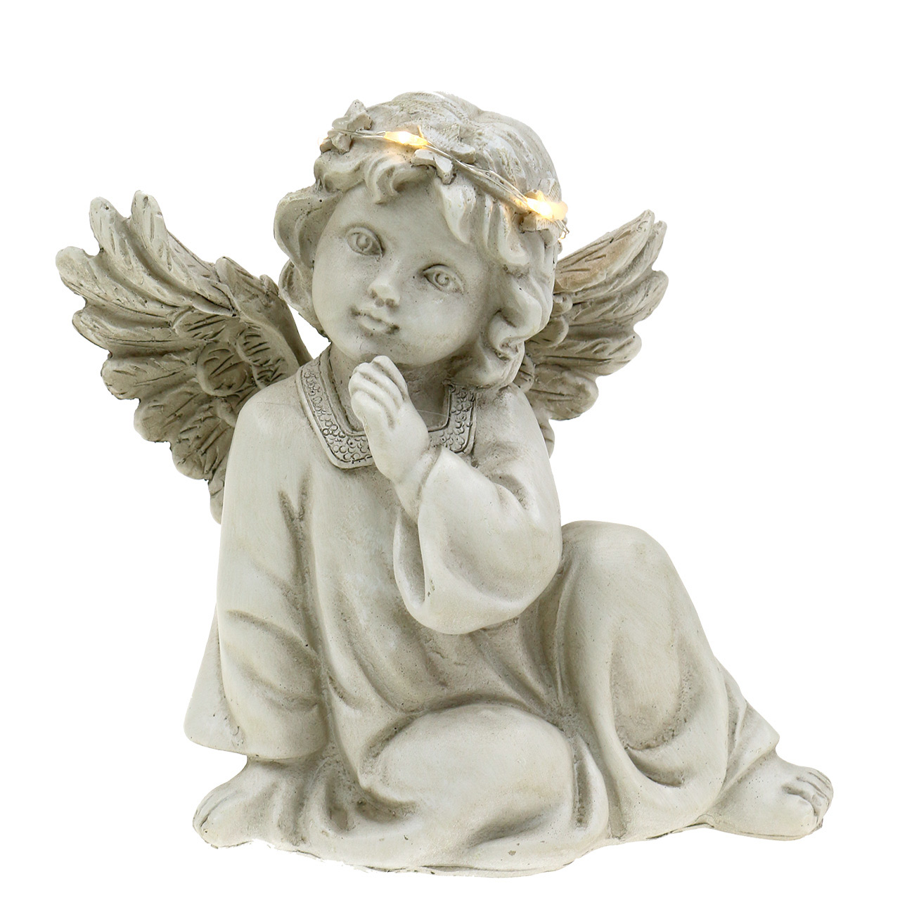 Floristik24.es Deco ángel sentado con luz LED 14cm x 8.5cm-65598