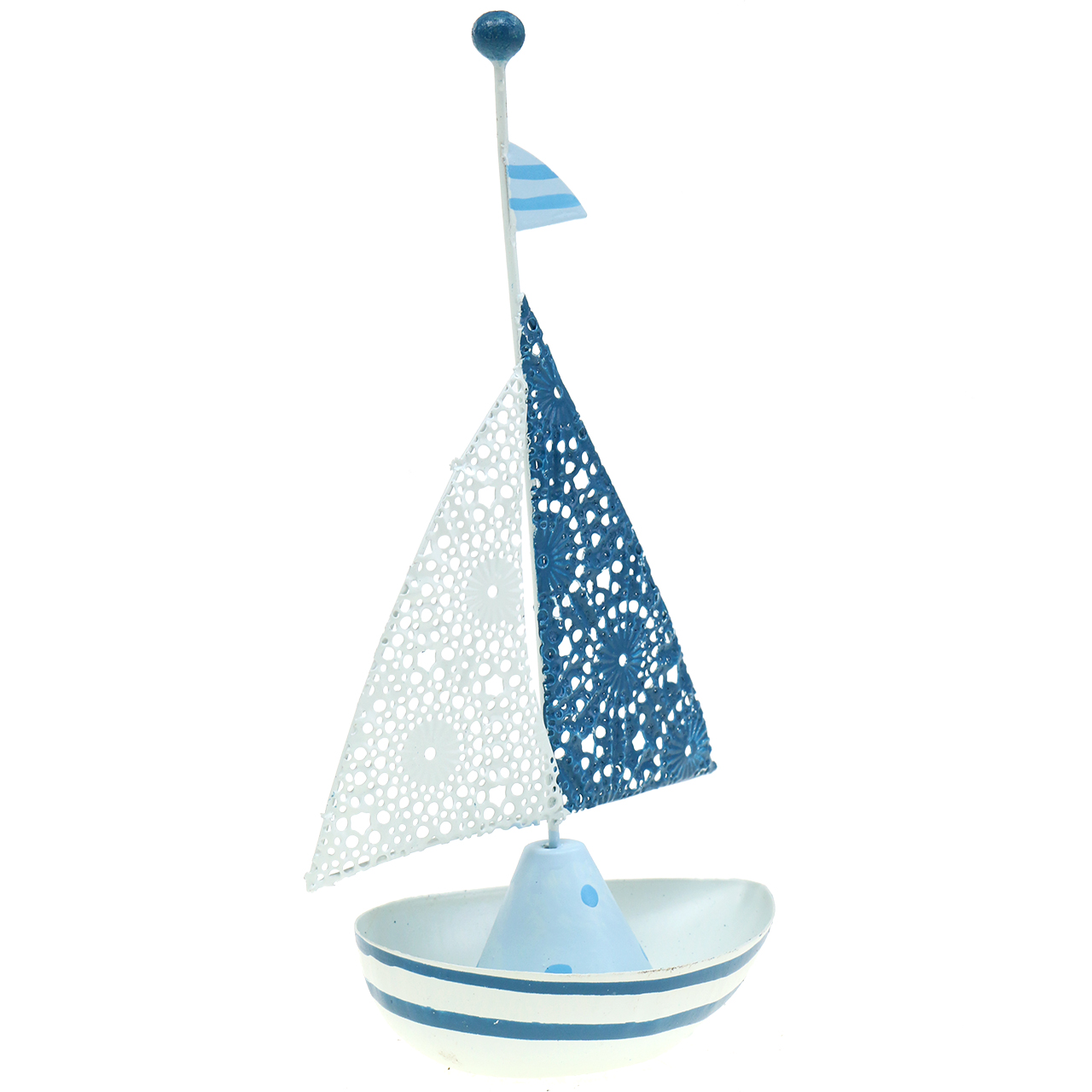 Floristik24.es Velero de metal azul, blanco 12,5cm x 20,5cm 2pcs-355486