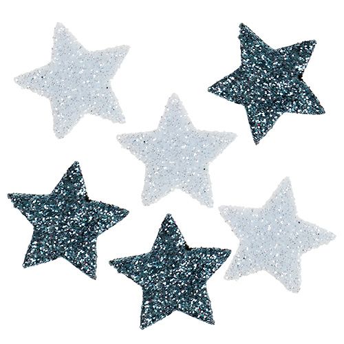 Floristik24.es Estrellas mini 1,5cm blanco, azul con mica 144ud